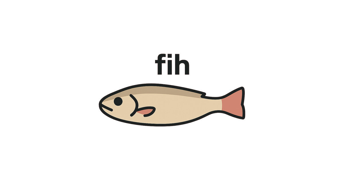 Fih Funny Misspelled Fish Meme - Silly Animal Humor Design - Fih Fish ...