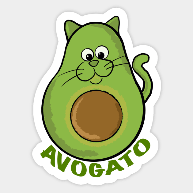 Avogato - the avocado cat - Cat - Sticker | TeePublic