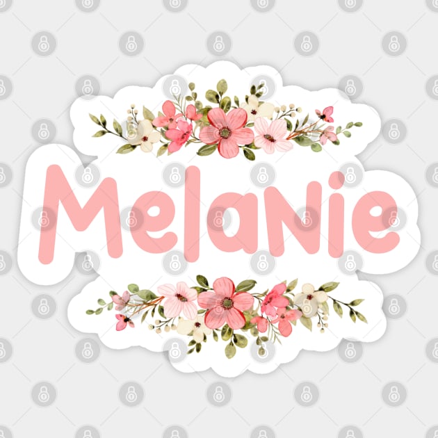 Flower Border Melanie Name Label - Flower Border Melanie Name Label ...