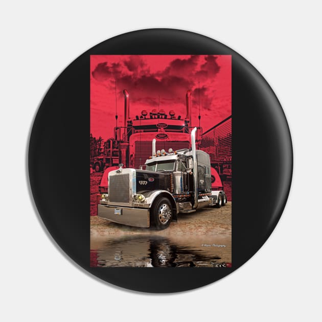 Peterbilt with Red Peterbilt background - Big Rigs - Pin | TeePublic