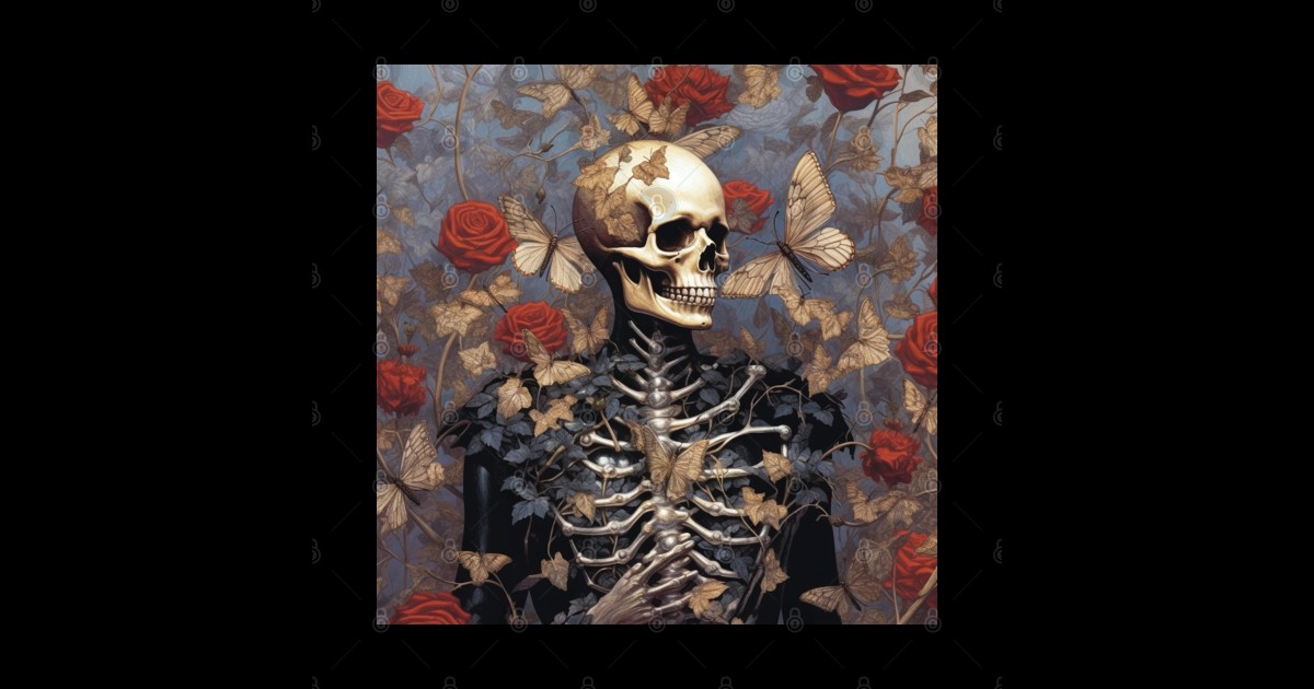 Rosy Skeleton - Botany Skeleton - Sticker | TeePublic