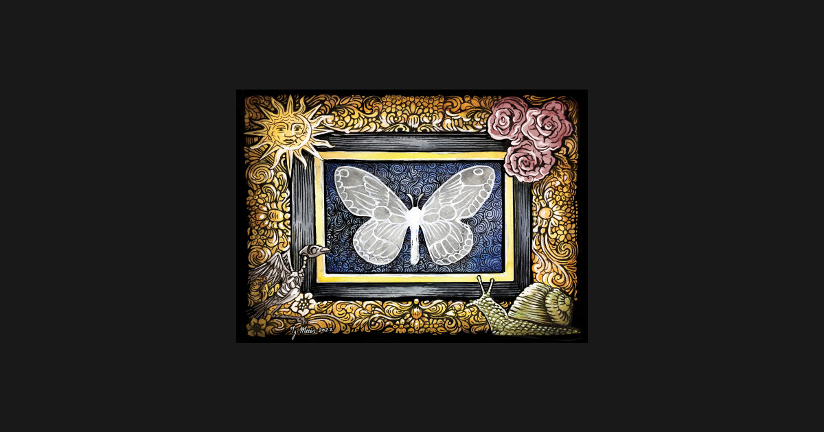 Moth with fancy border - Ty Meier - T-Shirt | TeePublic