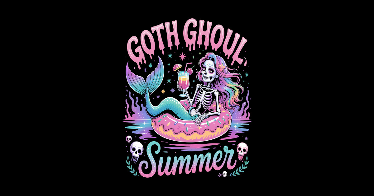 Goth Ghoul Summer Mermaid Skeleton Summerween Pool Party - Goth Ghoul ...