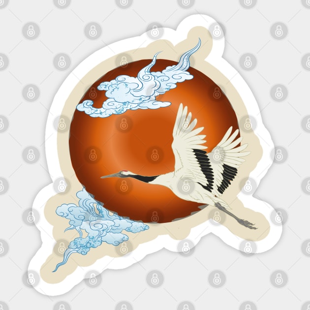 Japanese flying crane - Crane - Sticker | TeePublic