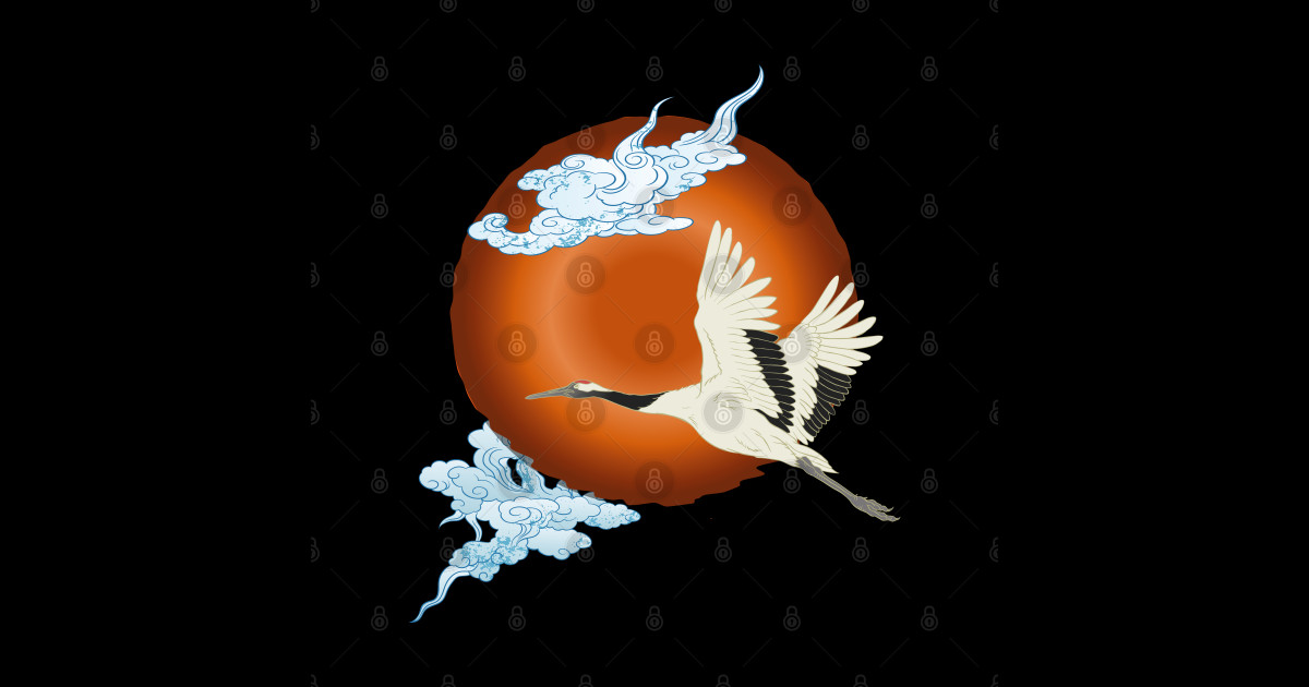 Japanese flying crane - Crane - Sticker | TeePublic