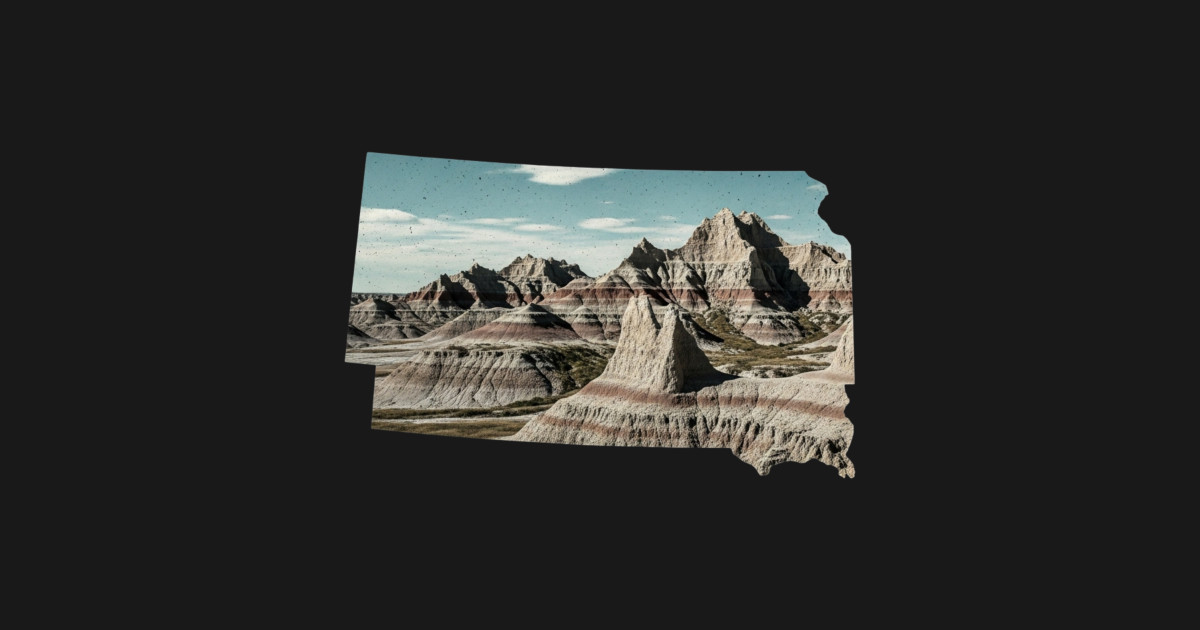 South Dakota Badlands Landscape Topographic State Map Topography Dakota ...