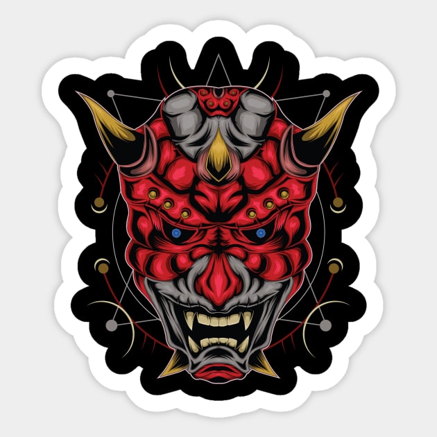 Red devil face illustration - Devil Face - Sticker | TeePublic