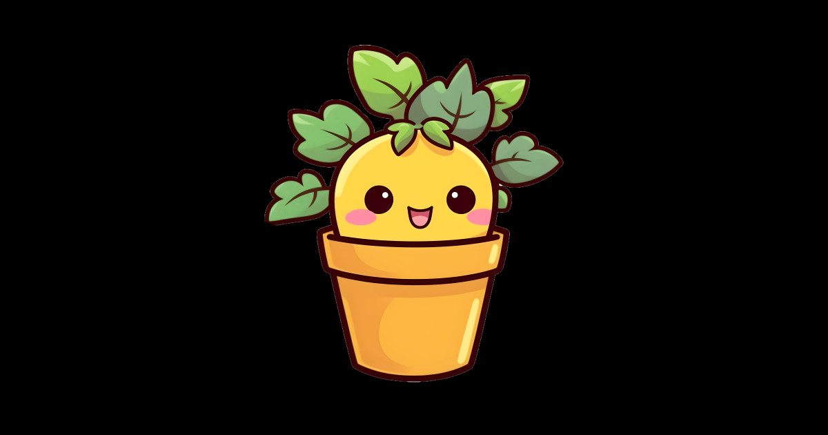 Cute Happy Potted Plant - Cute - Sticker | TeePublic