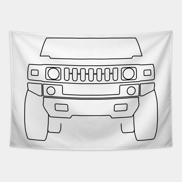 Hummer H2 outline graphic (black) - Hummer - Tapestry | TeePublic