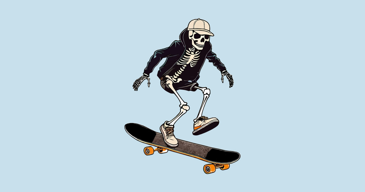 Preppy Skeleton - Skate Vibes - Skeleton - T-Shirt | TeePublic