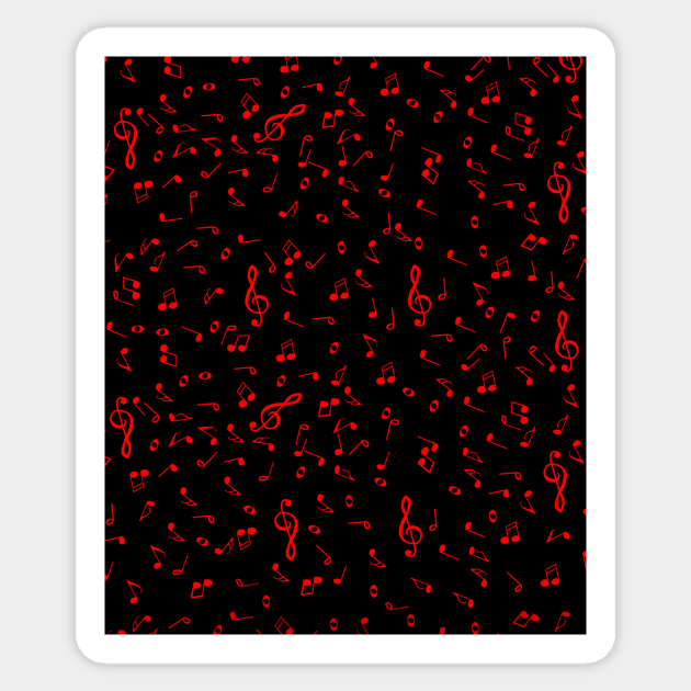 Red Music Notes Pattern - Music Notes - Sticker | TeePublic