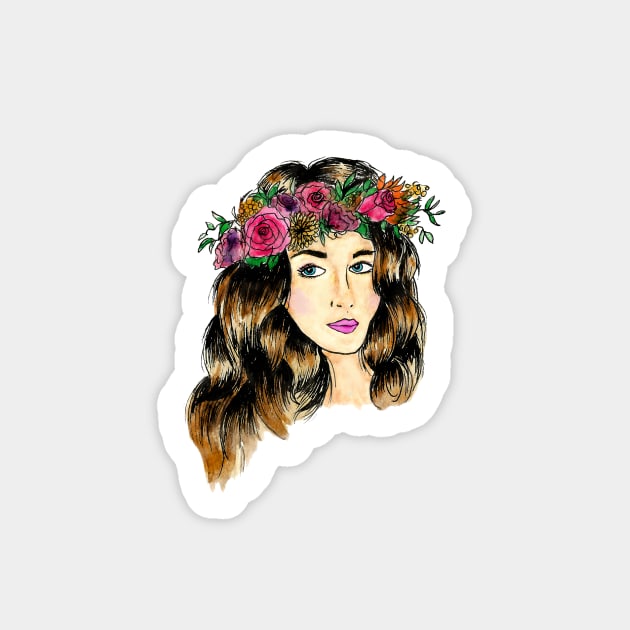 Flower Crown Girl - Flower Crown - Sticker | TeePublic