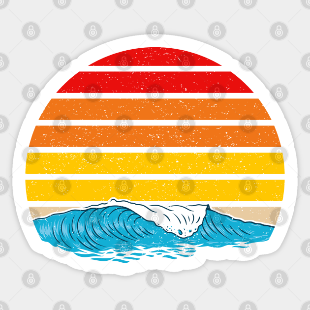 Retro Beach Sunset - Vintage Sunset At Beach Design - Sticker | TeePublic