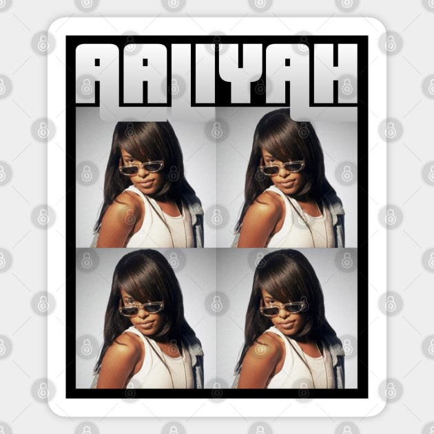 aaliyah monochrome portrait - Aaliyah - Sticker | TeePublic