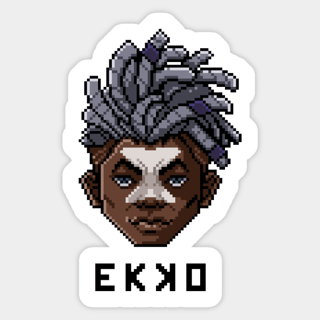 arcane ek ko pixel art 8 bit face - Arcane - Sticker | TeePublic