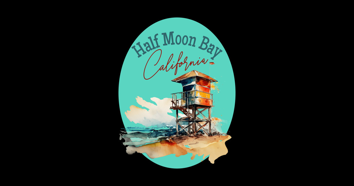 Half Moon Bay - Lifeguard Station - Sticker | TeePublic