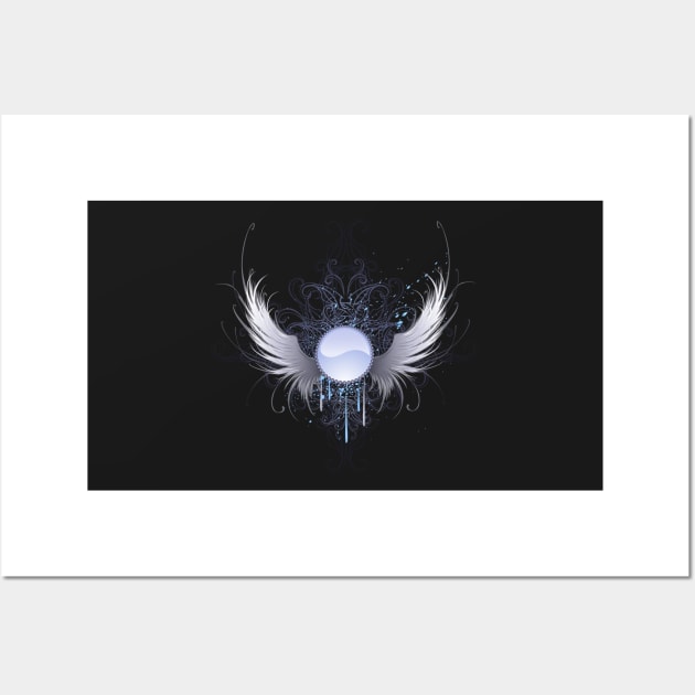 Round Banner with Angel Wings ( White Wings ) - Angel Wings - Posters ...