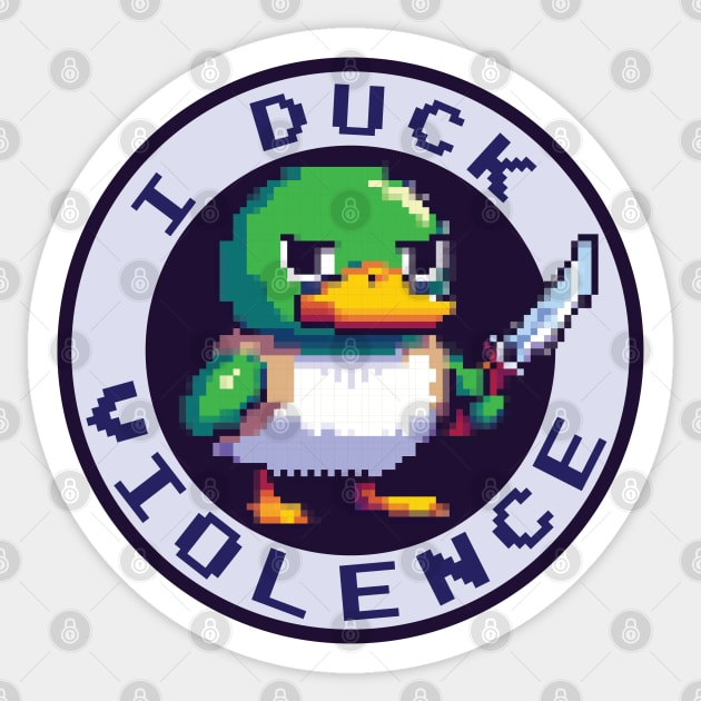 I duck violence pixel duck - Duck With Knife - Sticker | TeePublic
