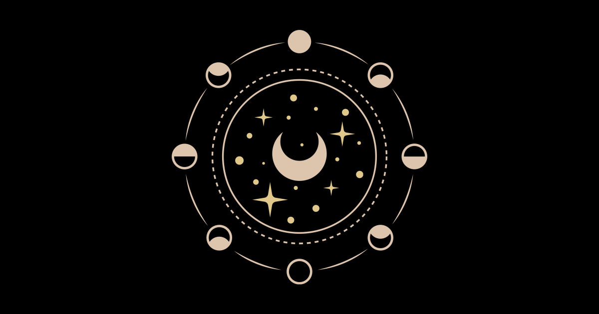 Minimalist line art astrology design with moon phases - Moon Phases ...