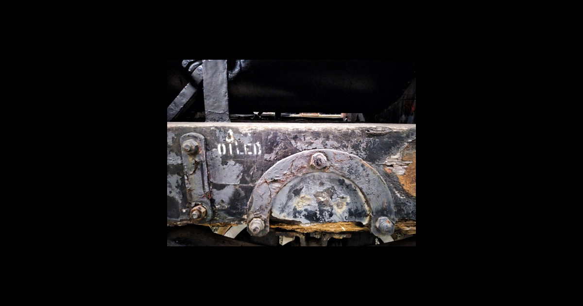 Oiled. Worn eroded framework on a railway wagon - Railway - Sticker ...