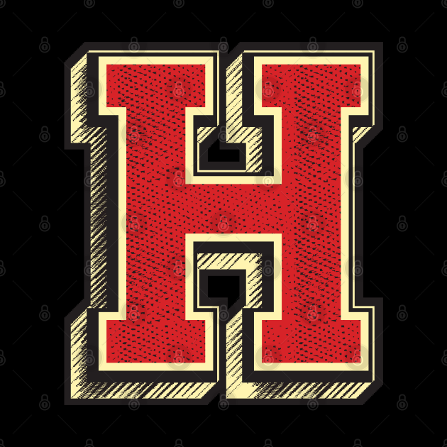 Authentic Vintage Letter H Retro Type Calligraphy Gift Idea for sports ...