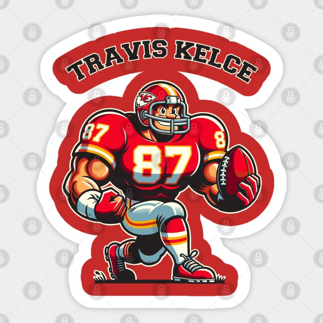 Cartoon of Travis Kelce - Travis Kelce - Sticker | TeePublic