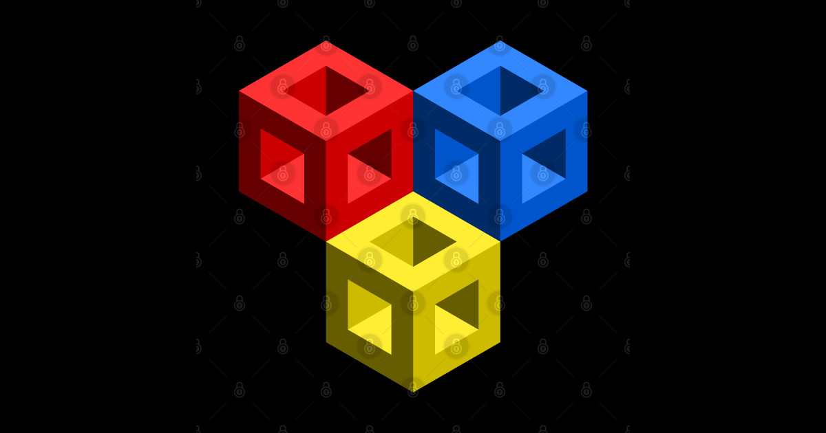 Primary Colors Optical Illusion Cubes - Optical Illusion - Sticker ...