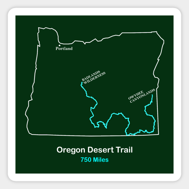Route Map of Oregon Desert Trail - Hiking Trails - Magnet | TeePublic