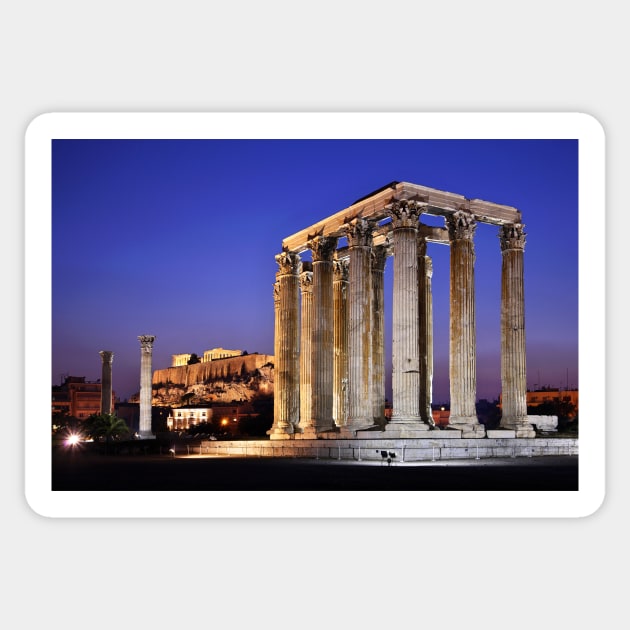 The Temple of Olympian Zeus & the Acropolis - Greece - Sticker | TeePublic