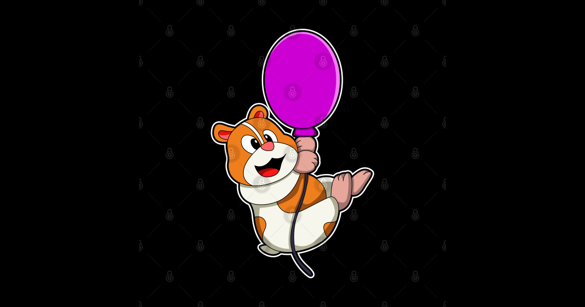 Hamster with Balloon - Hamster - Sticker | TeePublic