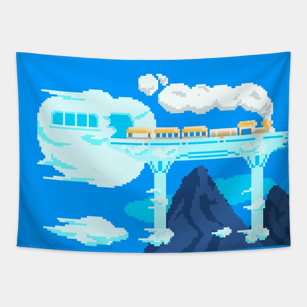 Pixel Art Sky Train - Pixel Art - Tapestry | TeePublic
