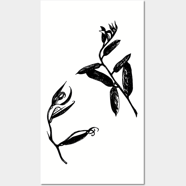 Dancing plants. Laconic author's drawing for your things. - Black ...