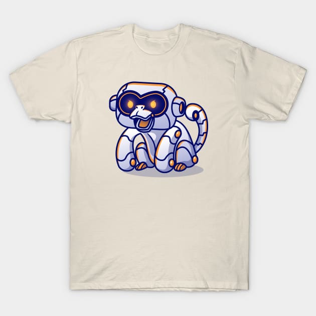 Cute Monkey Robot Cartoon - Cute Monkey Robot Cartoon - T-Shirt | TeePublic