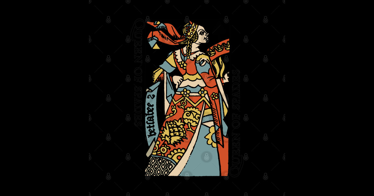Classic Character of Playing Card Queen of Spades - Vintage Retro ...