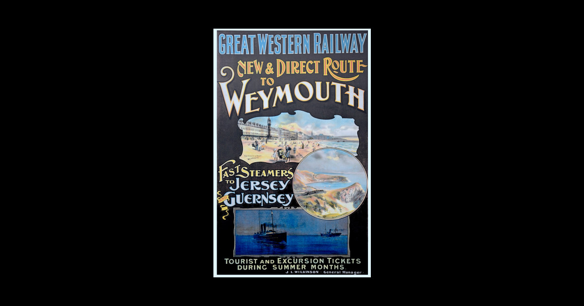 Vintage Great Western Railway poster advertising travel to Weymouth ...