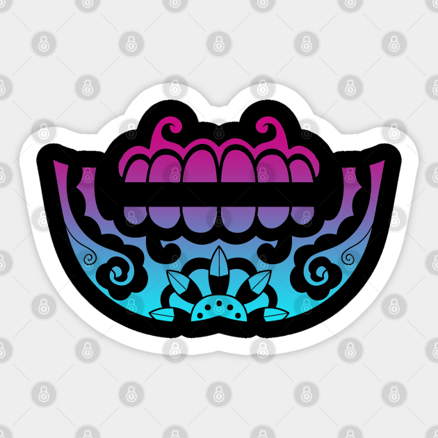 Sugar Skull Teeth Vaporwave - Sugar Skull Face Mask Vaporwave - Sticker ...