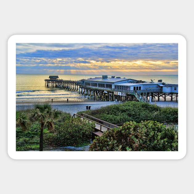Cocoa Beach Pier - Cocoa Beach Pier Ocean Water Architectu - Sticker ...