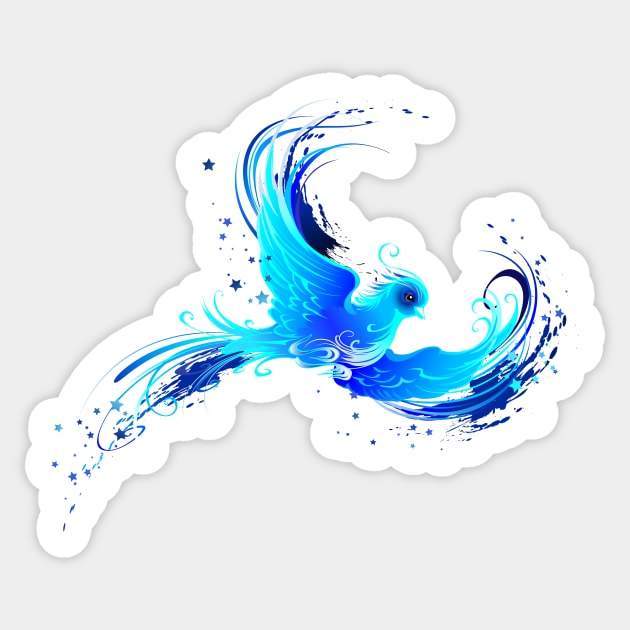 Blue Flame Bird - Birdie - Sticker | TeePublic