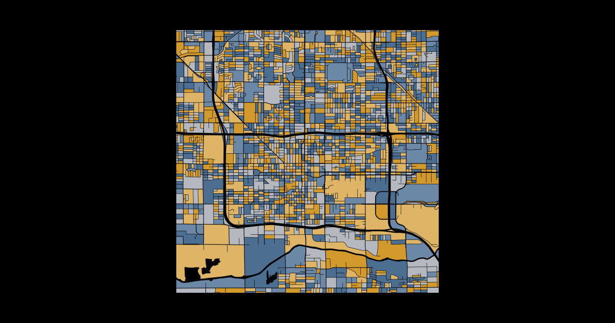 Phoenix Map Pattern in Blue & Gold - Phoenix Map - Sticker | TeePublic