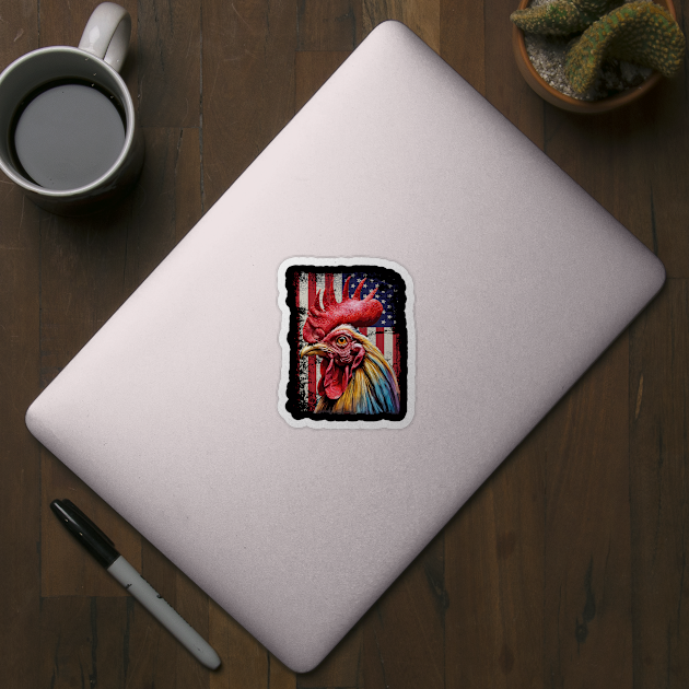 USA Flag Chicken Head - Chicken Farmers Chicken Chicken Cute - Sticker ...