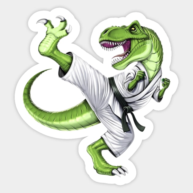 Karate T-Rex Dinosaur - T Rex Dinosaur Karate - Sticker | TeePublic