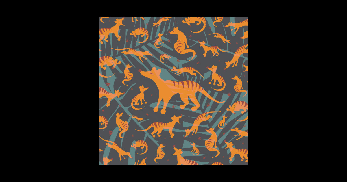 Salted Caramel Tasmanian Tigers Jungle Pattern - Tasmanian Tiger ...
