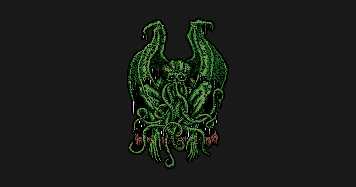 Coloured Cthulhu on Black - Cthulhu - T-Shirt | TeePublic