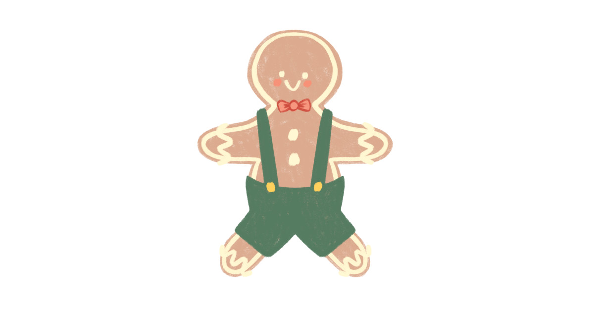 Cute Christmas Gingerbread Man with Overalls - Holiday - T-Shirt ...