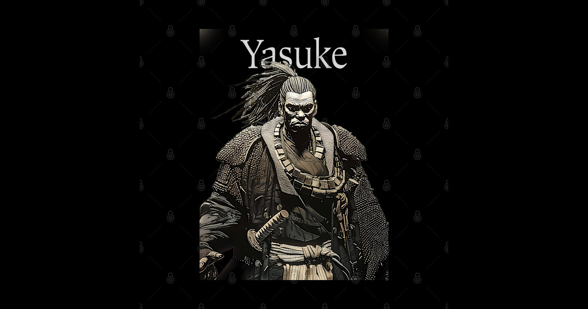 Yasuke (弥助) Black Samurai in 1579 Feudal Japan No. 13 on a dark (Knocked Out) background - Black ...