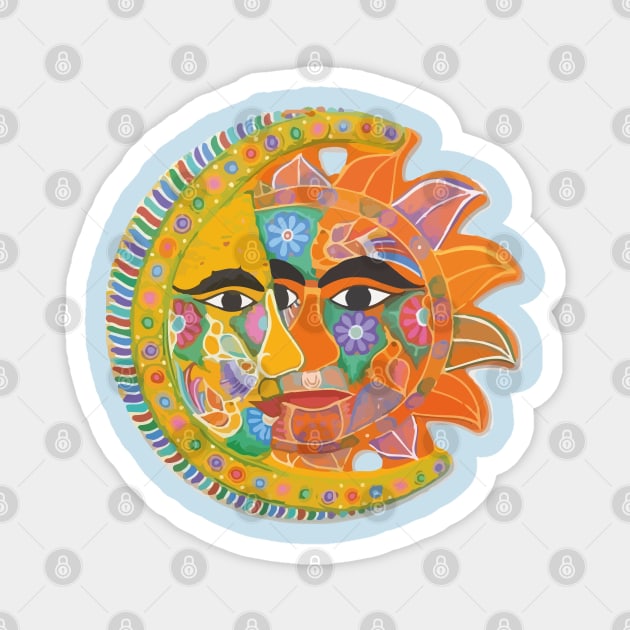 Colorful mexican flowers sun and moon eclipse handmade maximalist ...