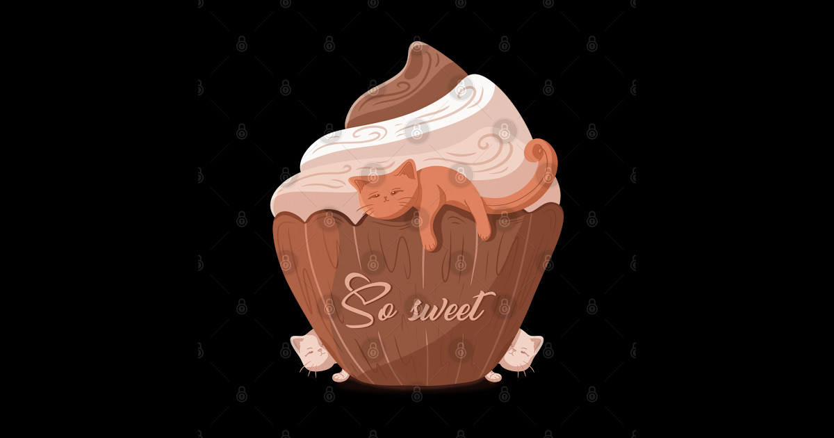Cute cats and sweet cupcake - Cute Animals - Sticker | TeePublic