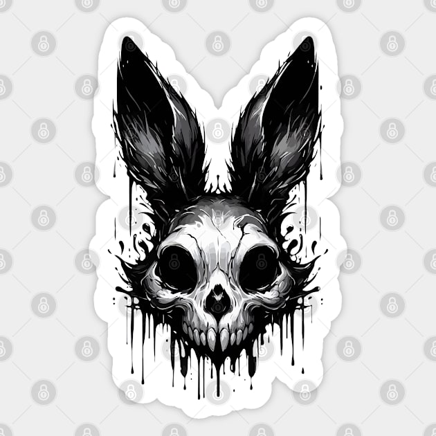 Creepy Monochromatic Goth Vampire Bunny Skull - Vampire Bunny - Sticker ...