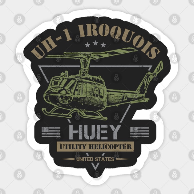 UH-1 Iroquois "Huey" Helicopter - Military Helicopter - Sticker | TeePublic
