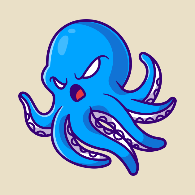 Cute Angry Octopus Cartoon - Cute Angry Octopus Cartoon - T-Shirt ...